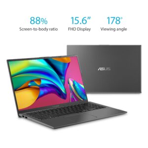 ASUS VivoBook 15 Thin and Light Laptop, 15.6 Full HD, AMD Quad Core R5-3500U CPU, 8GB DDR4 RAM, 256GB PCIe SSD, AMD Radeon Vega 8 Graphics, Windows 10 Home, F512DA-EB51, Slate Gray (Renewed)