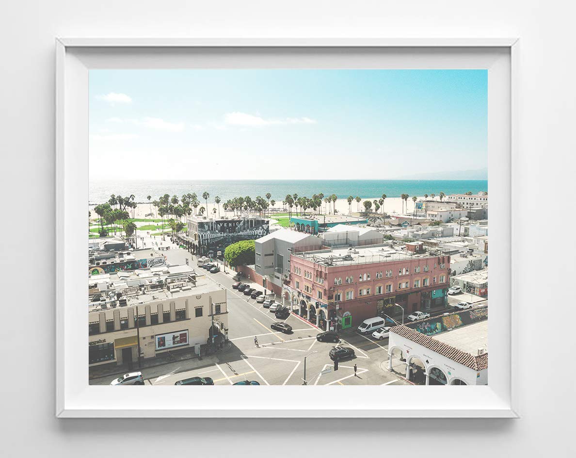 Venice Beach Photography Photographic Prints, Set of 4, Unframed, Lifeguard Stand, Downtown, Aerial Art Decor Poster Sign, 8x10