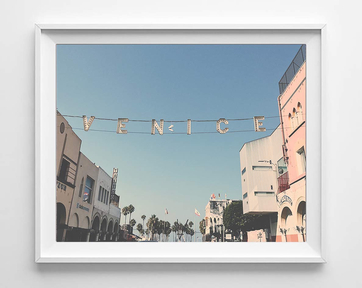 Venice Beach Photography Photographic Prints, Set of 4, Unframed, Lifeguard Stand, Downtown, Aerial Art Decor Poster Sign, 8x10