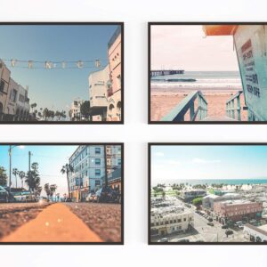 Venice Beach Photography Photographic Prints, Set of 4, Unframed, Lifeguard Stand, Downtown, Aerial Art Decor Poster Sign, 8x10