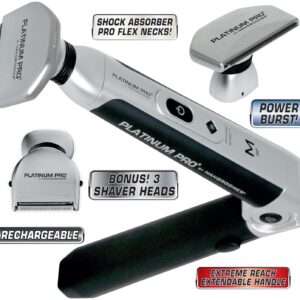 MANGROOMER - PLATINUM PRO New Back Hair Shaver Complete Foil Attachment Head with Shock Absorber Flexing Neck for Smooth Shaving!