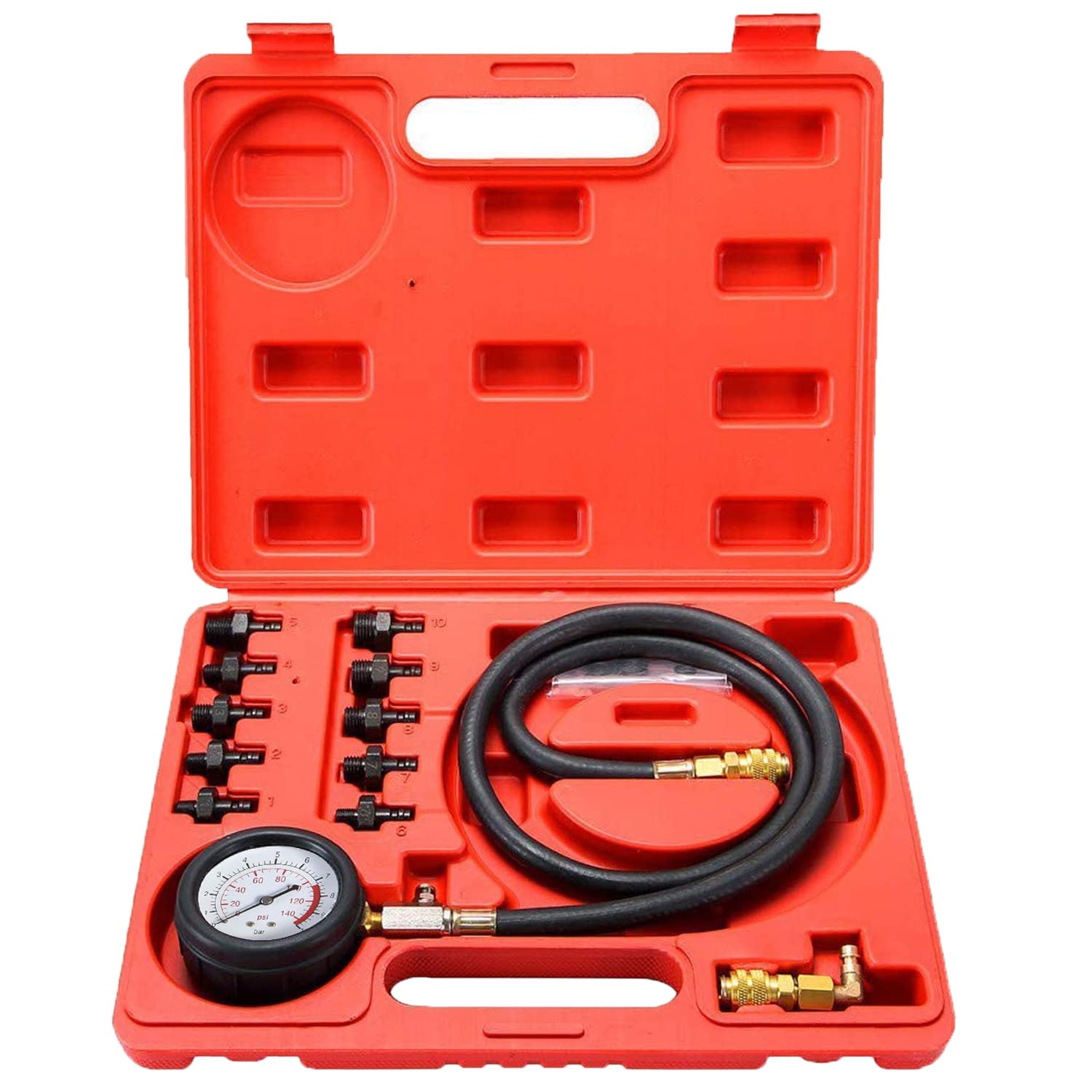 0-140 PSI Engine Oil PressureTester Gauge Kit TU-12A Automatic Transmission Diagnostic Test Tool 12 Pieces