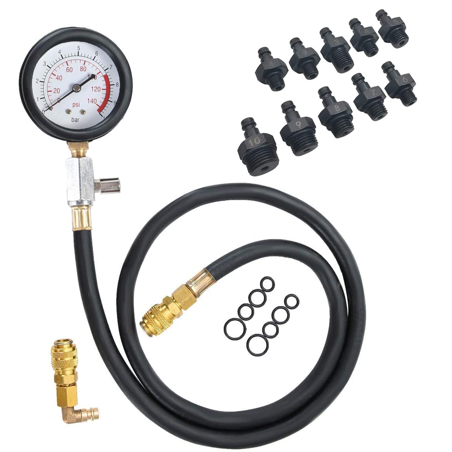 0-140 PSI Engine Oil PressureTester Gauge Kit TU-12A Automatic Transmission Diagnostic Test Tool 12 Pieces