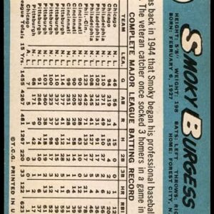 1965 Topps # 198 Smoky Burgess Chicago White Sox (Baseball Card) VG/EX White Sox