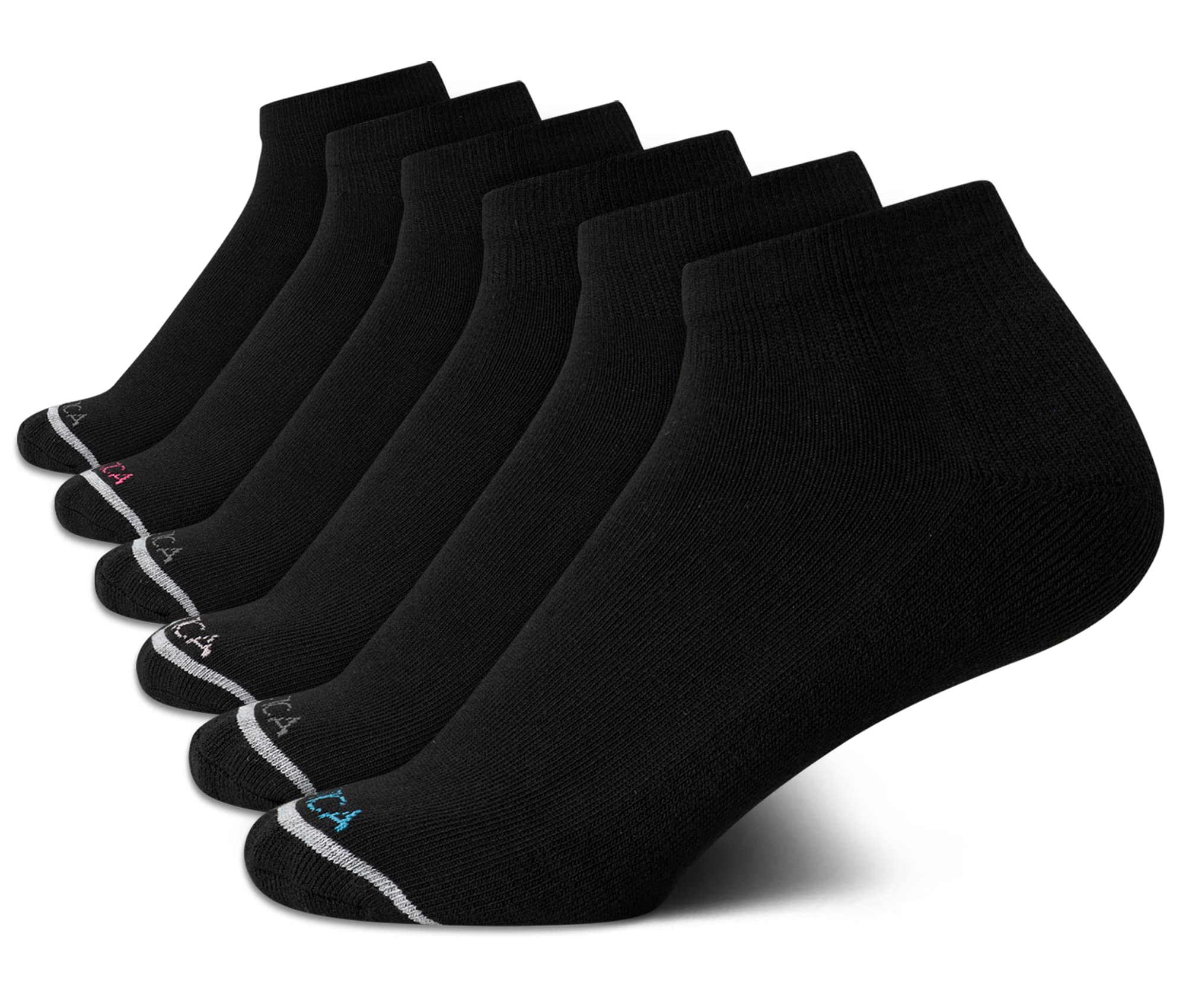 Nautica Women's Comfort Cushioned Quarter Cut Moisture Control Athletic Socks (6 Pack), Size 4-10, Black