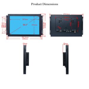 iChawk 10.1" inch PC Display 1280x800 16:10 720p Widescreen HDMI-in VGA USB Metal Shell Embedded Open Frame Driver Free Ten-Point Capacitive Touch Monitor LCD Screen with Built-in Speaker K101MT-59C