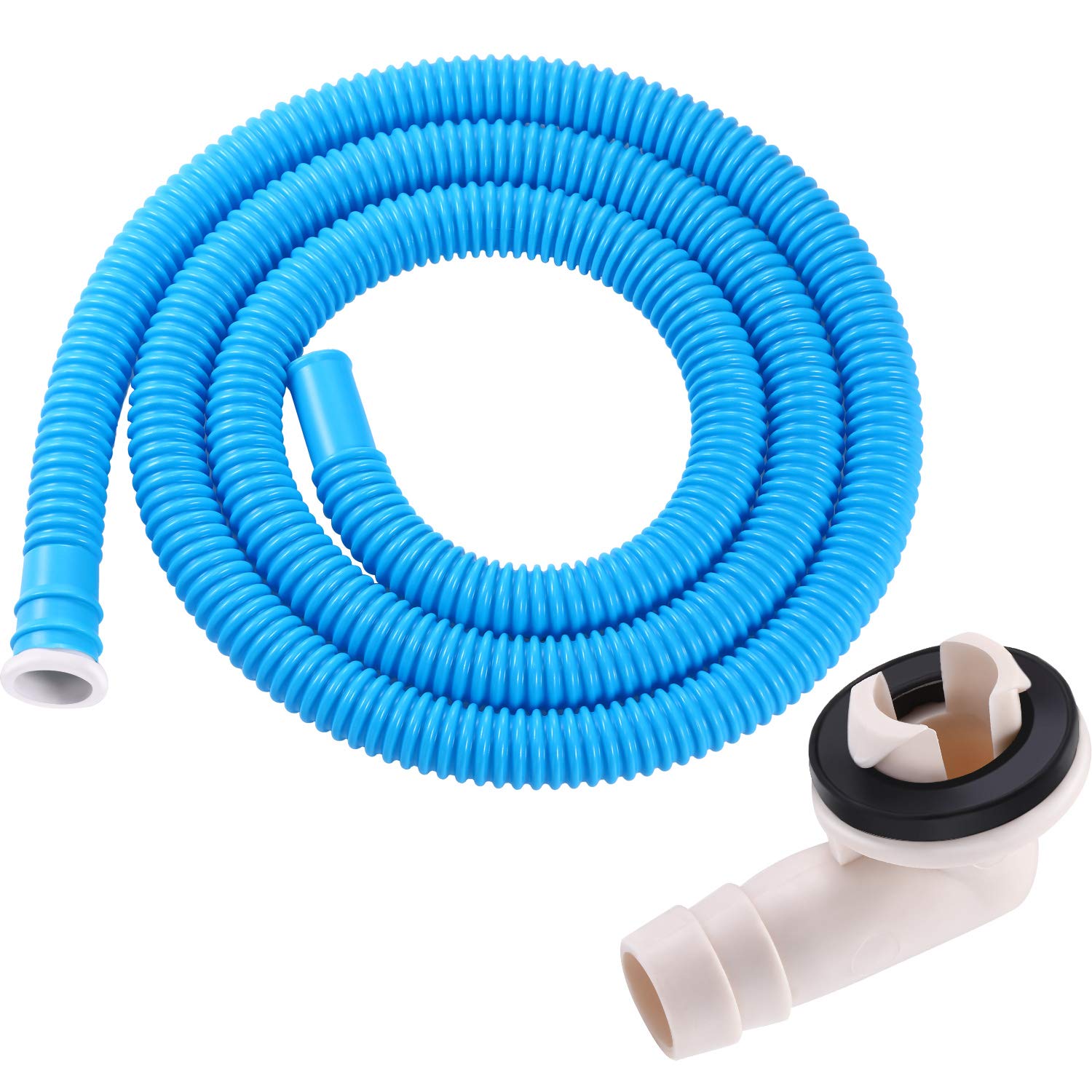 BBTO 3/5 Inch AC Drain Hose Connector Elbow Fitting with Rubber Ring for Mini-Split Units and Window AC Unit and Air Conditioner Drain Hose with 5.2 Feet Long