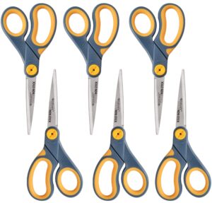 westcott ‎17597 8-inch non-stick titanium scissors for office and home, blue/gray, 6 pack