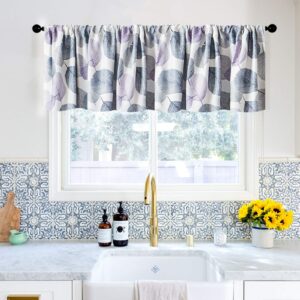 mrtrees leaves printed valance curtains 16 inch room darkening grey kitchen curtain valances living room leaf print triple weave multi color window treatment bedroom 1 panel rod pocket