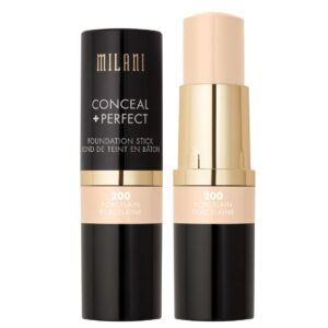 Milani Conceal + Perfect Foundation Stick - Porcelain (0.46 Ounce) Vegan, Cruelty-Free Cream Foundation - Cover Under-Eye Circles, Blemishes & Skin Discoloration for a Flawless Finish