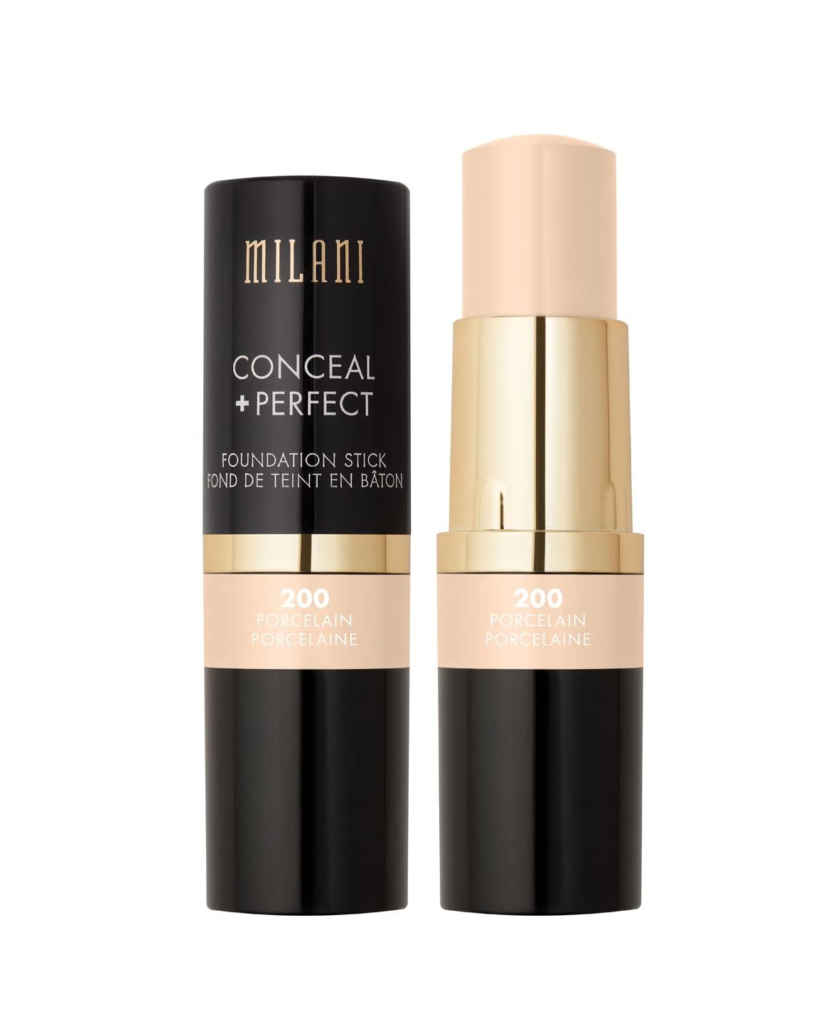 Milani Conceal + Perfect Foundation Stick - Porcelain (0.46 Ounce) Vegan, Cruelty-Free Cream Foundation - Cover Under-Eye Circles, Blemishes & Skin Discoloration for a Flawless Finish