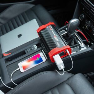 NDDI 600W Car Power Inverter 12V DC to 110V AC Converter with 3.1 A Dual USB Quick Car Charger Adapter