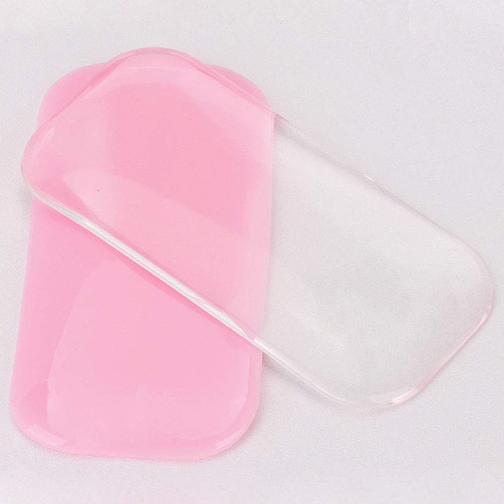 Teensery 4 Pcs Rectangle Eyelash Extension Pad Silicone False Lash Eyelash Stand Tray Holder Forehead Sticker for Eyelash Extension Supplies (2 Clear & 2 Pink)