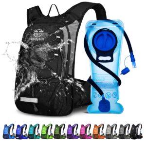 mothybot hydration pack, insulated hydration backpack with 2l bpa free water bladder and storage, hiking backpack for men, women, kids for running, cycling, camping - keep liquid cool up to 5 hours