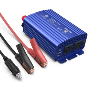 bestek 500w power inverter dc 12v to 110v ac converter with 4.8a dual usb car charger etl listed (blue)