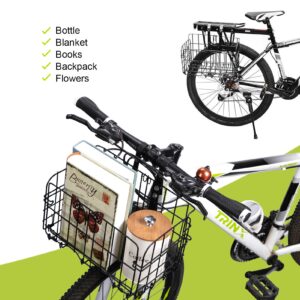 Karcle Detachable Folding Bike Basket Bicycle Basket Heavy Load - Adult Front Rear Bicycle Bag Rack Hanging Bike Basket for Mountain Bike Accessories (Black)