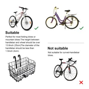 Karcle Detachable Folding Bike Basket Bicycle Basket Heavy Load - Adult Front Rear Bicycle Bag Rack Hanging Bike Basket for Mountain Bike Accessories (Black)