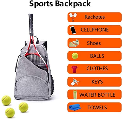 QCWN 2 Raquet Tennis Bag,Tennis Bags For Men Women,Tennis Backpack,Durable Tennis Bookbag,Tennis Pickleball Bag,Tennis Bag Waterproof,Raquet Carrier for Balls, Pickleball Paddles, Badminton Rackets