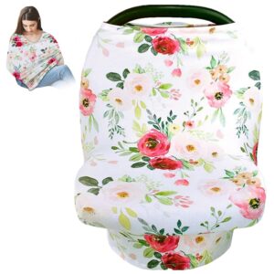 Car Seat Covers for Babies, Rquite Nursing Covers Breastfeeding Scarf, Infant Carseat Canopy, Stretchy Soft Breathable Multi-Use Cover Ups for Stroller High Chair Shopping Cart