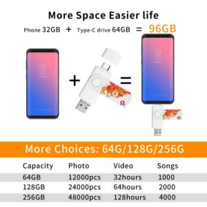 AVOMOCO 3.1 128gb 3in1 High Speed Photo Backup Stick for Android Phones Type C Tablets Devices,as Galaxy,LG,Google Pixel,Hua Wei,One Plus,Moto ect.