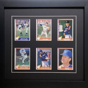 Trading Card Display Frame for 6 Cards- Black (White Trim) Mat and Black Frame