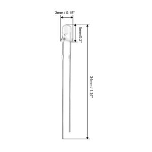 uxcell 20pcs Photosensitive Diode Photodiodes Light Sensitive Sensors, 3mm Clear Round Head Receiver Diode