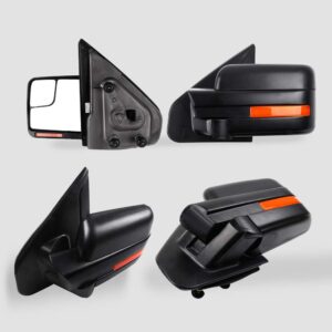 INEEDUP Tow Mirror Towing Mirror Fits for 2004-2014 for Ford for F-150 with Power Heated Turn Signal Light Left Driver Side Manual Folding 1 Piece