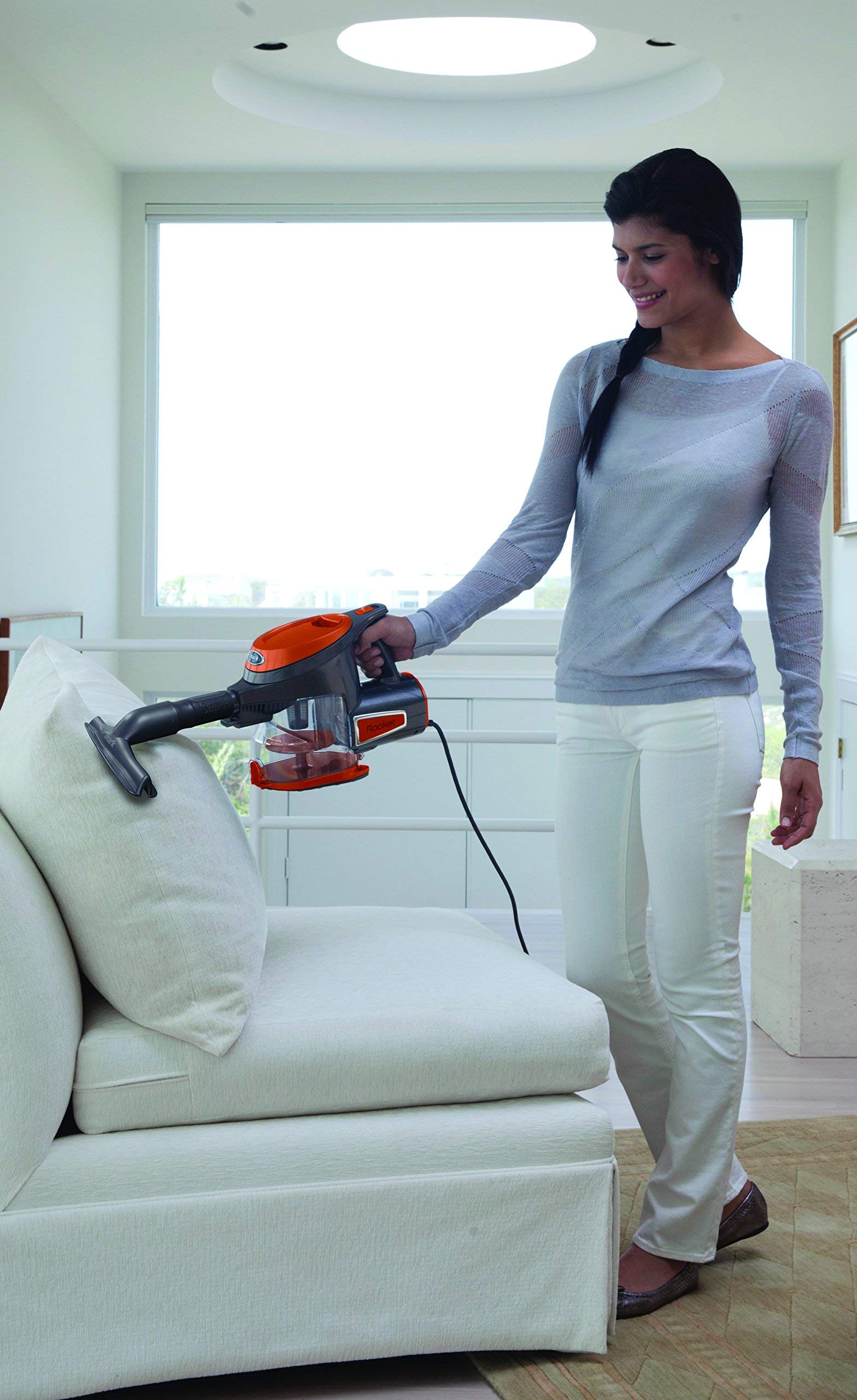 Shark Rocket HV302 Ultra-Light Corded Bagless Vacuum for Carpet and Hard Floor Cleaning with Swivel Steering, Orange (Renewed)