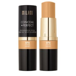 Milani Conceal + Perfect Foundation Stick - Amber (0.46 Ounce) Vegan, Cruelty-Free Cream Foundation - Cover Under-Eye Circles, Blemishes & Skin Discoloration for a Flawless Finish