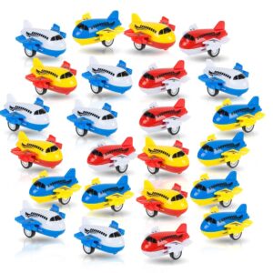 artcreativity pullback airplane toys for boys and girls, set of 24, colorful 2 inch pull back plane toys for kids, great birthday party favors for children, goodie bag fillers, gift idea