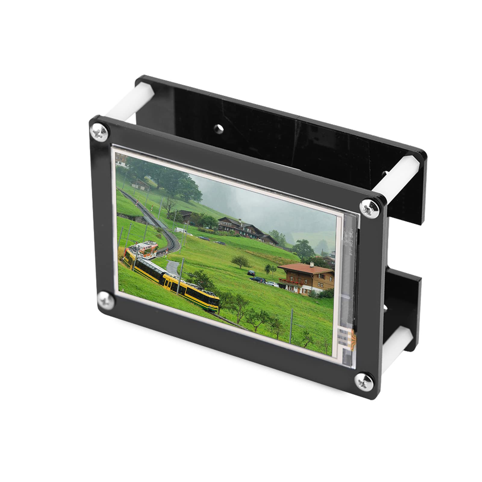 Zopsc 3.5 inch LCD Screen Display, Supports 1080P Display, Monitor IPS 60fps for + Black Acrylic Case with Multi Languages Menu