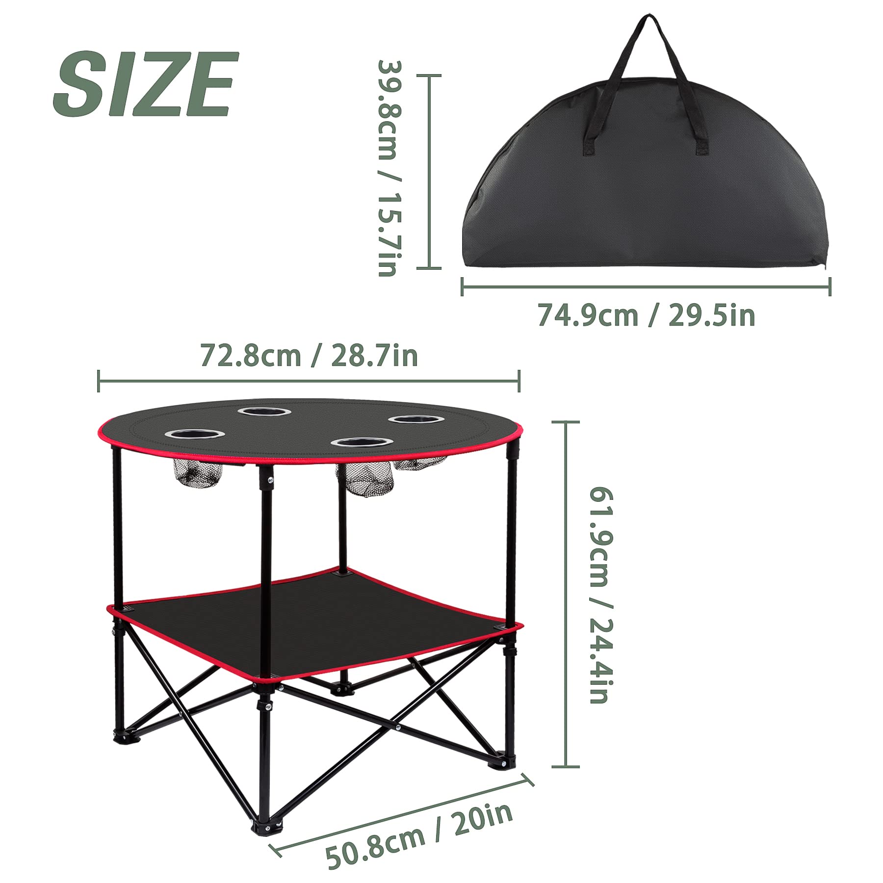 LESES Portable Folding Picnic Table Outdoor Camping Table with Storage Bag