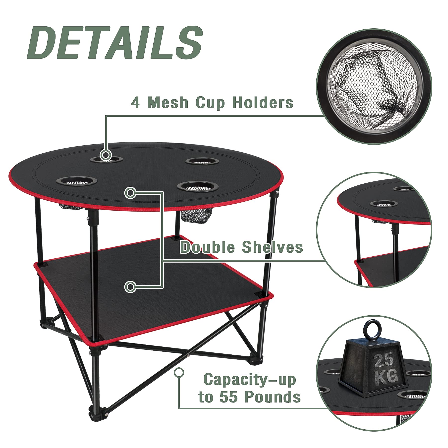 LESES Portable Folding Picnic Table Outdoor Camping Table with Storage Bag