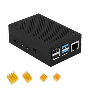 zkeeshop protective case aluminum case with heatsink compatible for raspberry pi 4 model b (not include raspberry pi board) (black)