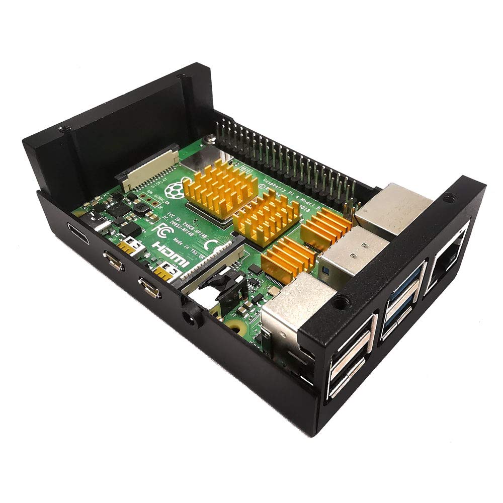 ZkeeShop Protective Case Aluminum Case with Heatsink Compatible for Raspberry Pi 4 Model B (Not Include Raspberry Pi Board) (Black)