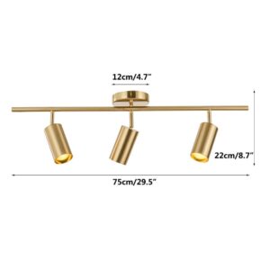 KCO Lighting Modern Brass Gold Track Lighting 3-Lights Modern Kitchen Track Lighting Fixtures Indoor Flush Mount Ceiling Spotlights Dimmable LED Ceiling Spot Light (3-Light)