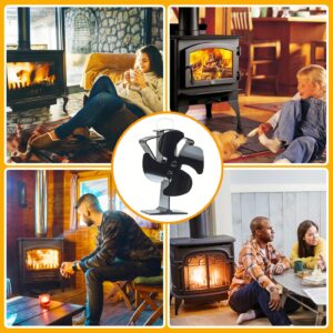 Tomersun 4 Blades Heat Powered Stove Fireplace Fan for Home Wood Log Burning Fireplace Circulating Warm Air Saving Fuel Efficiently