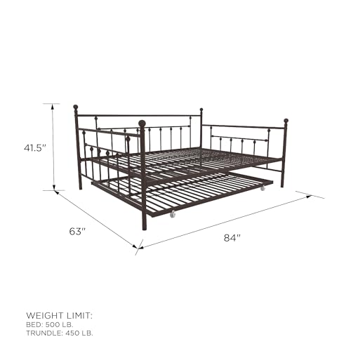 DHP Manila Metal Daybed and Trundle, Queen, Bronze