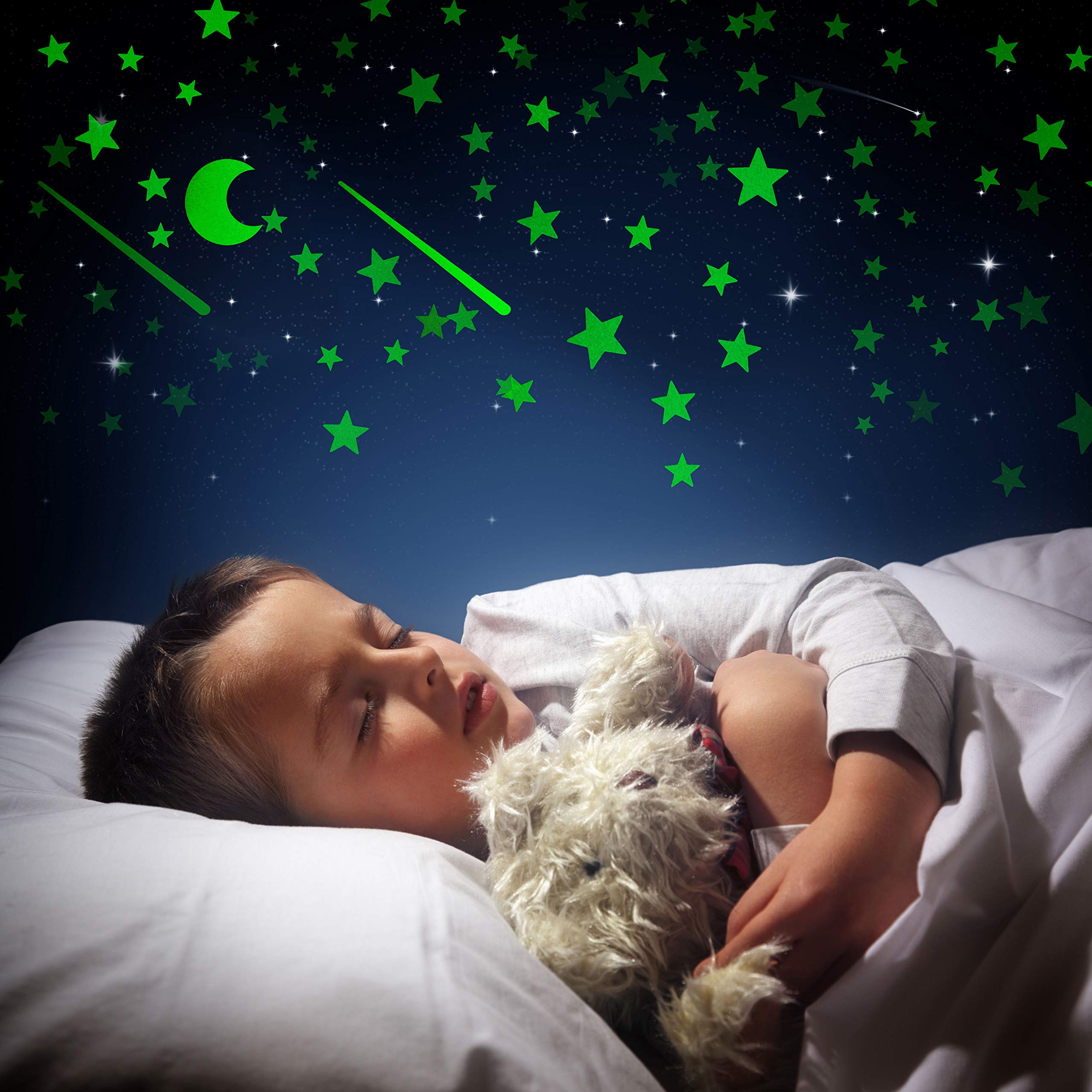 Realistic Glow in The Dark Stars and Moon, 500pcs Glow Stars and Shooting Star, Adhesive Glow Stars for Kids Bedroom,Luminous Stars Stickers Create a Realistic Starry Sky,Room Decor,Wall Stickers