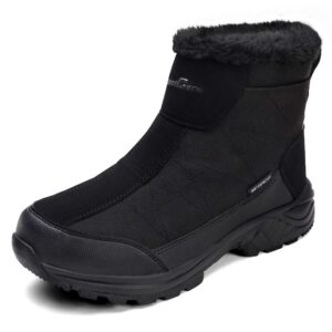 silentcare men's warm snow boots, fur lined waterproof winter shoes, anti-slip lightweight ankle boot (9.5 m us, black)