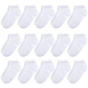 booph kids socks for boys girls low cut athletic ankle socks 4-6 years white