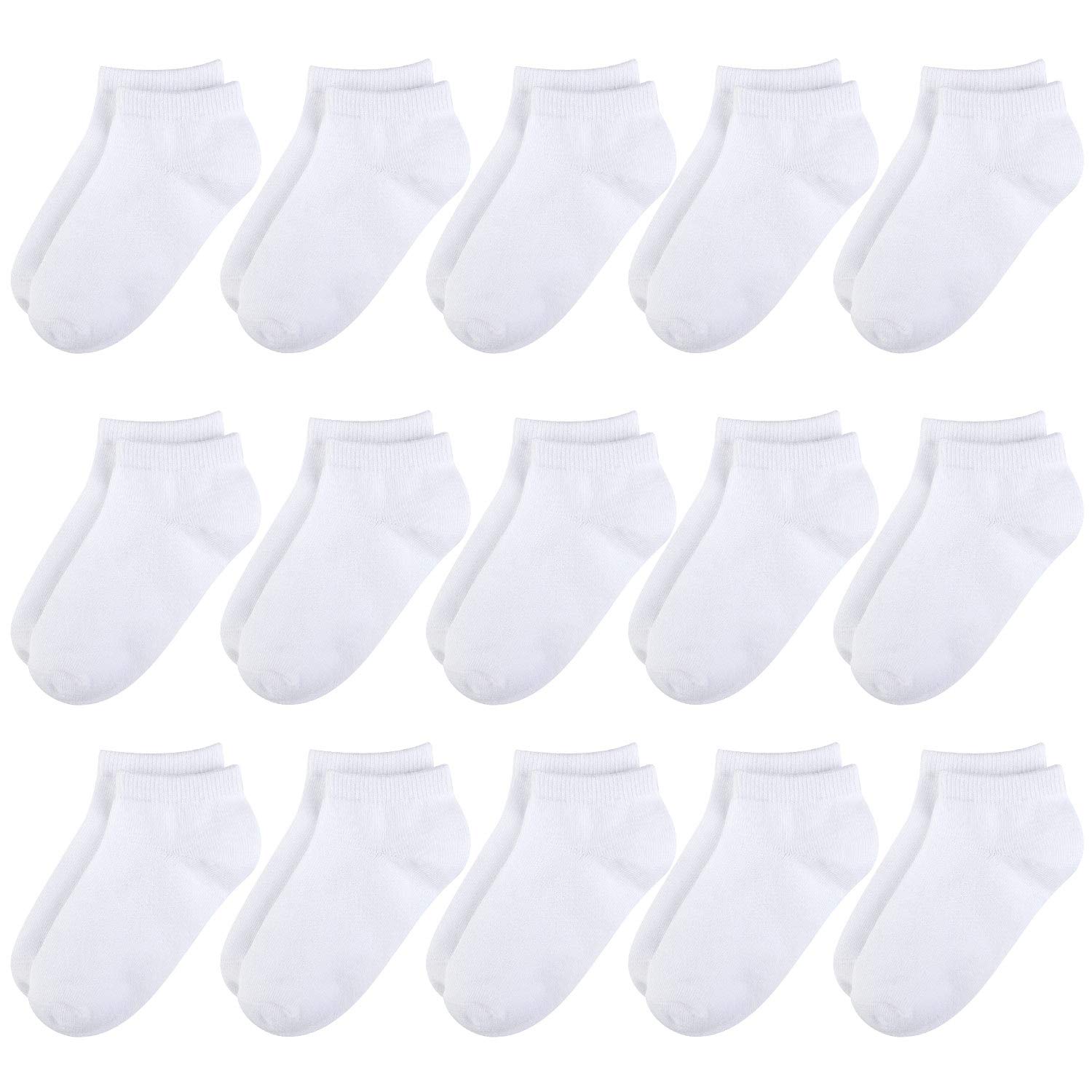 BOOPH Kids Socks for Boys Girls Low Cut Athletic Ankle Socks 4-6 Years White