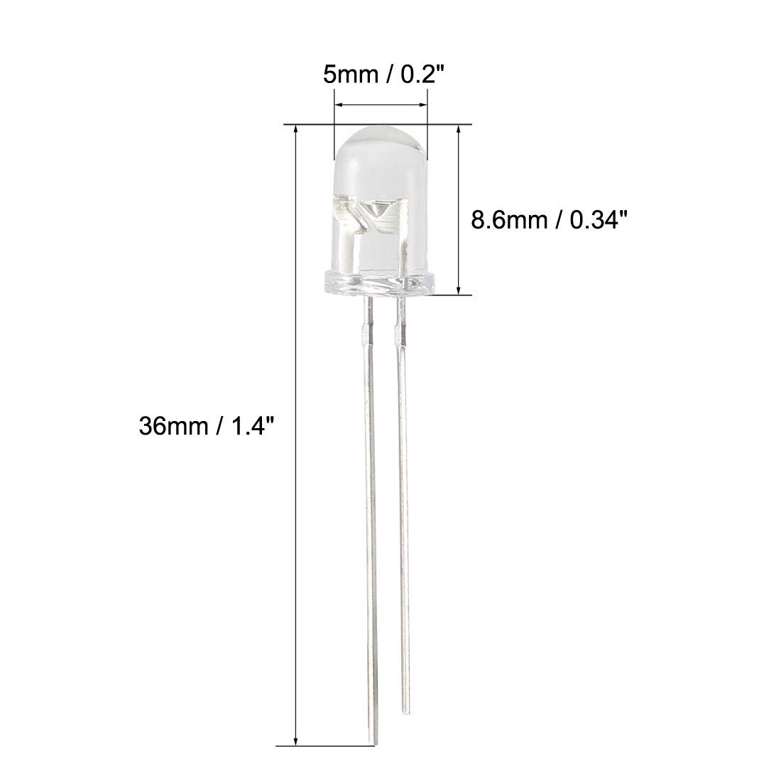 uxcell 10pcs Photosensitive Diode Photodiodes Light Sensitive Sensors,5mm Clear Round Head Receiver Diode