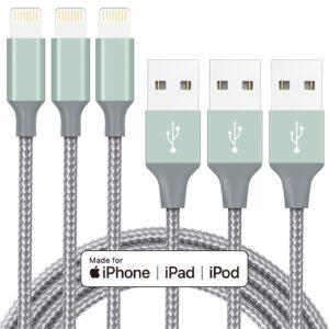 marchpower iphone 14 charger cord - mfi certified lightning cable 3pack 6ft usb-a fast charging durable nylon braided iphone 14 13 12 mini pro max se(2020) 11 xs xs xr x 8 7 6 5 plus ipad ipod airpods