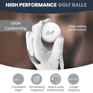 Cut DC Dual Core Golf Balls - Premium, Soft Core - Offers Decreased Ball Spin & Improved Golf Shot Accuracy and Control - 4 Piece Construction Designed for Players of All Levels (One Dozen)