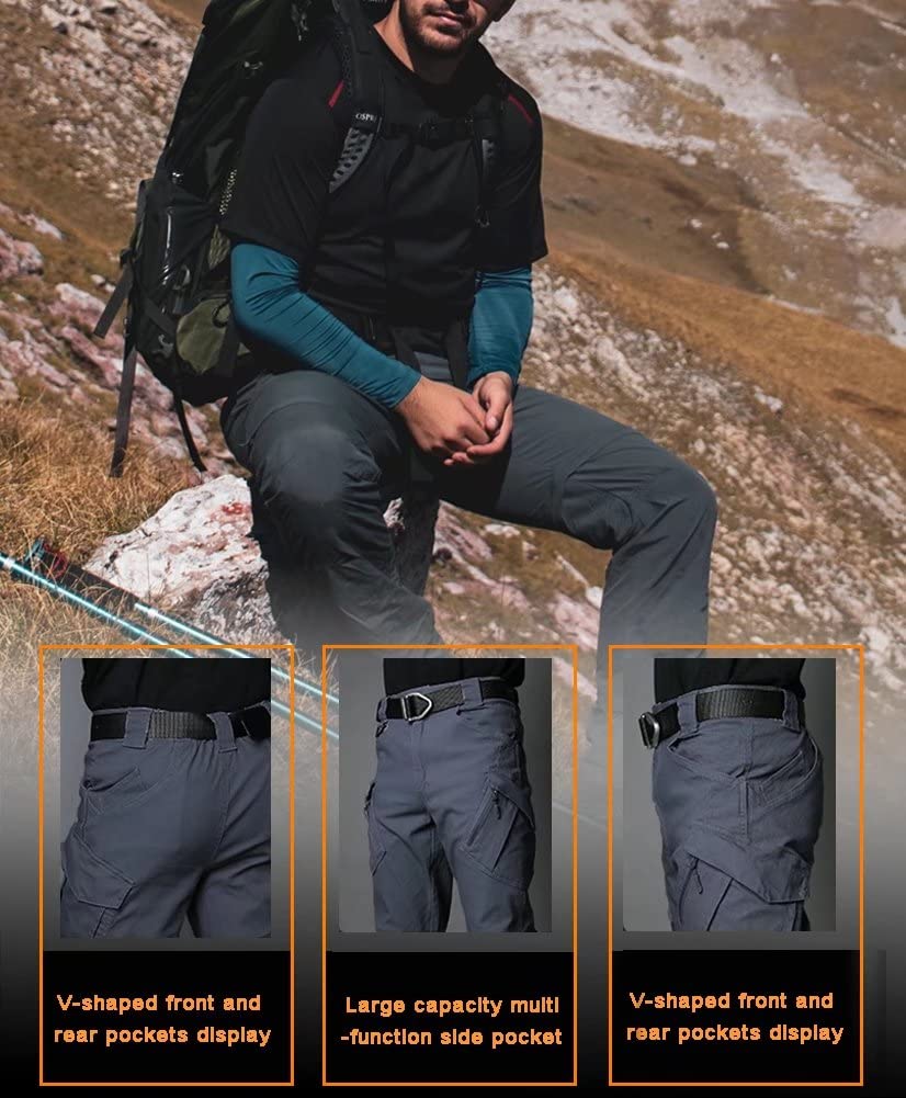 BIYLACLESEN Tactical Pants Men Lightweight Camping Pants Cargo Pants Men Hiking Pants Mens Outdoor Pants Work Pants for Men Quick Dry Pants Men Fishing Multi Pockets