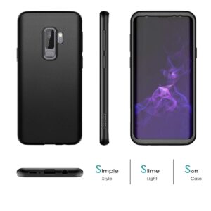 SURITCH for Samsung Galaxy S9 Plus Case, [Built-in Screen Protector] Matte Black Hard Full-Body Protection Shockproof Rugged Bumper Protective Cover for Galaxy S9 Plus 6.2 Inch (Matte Black)