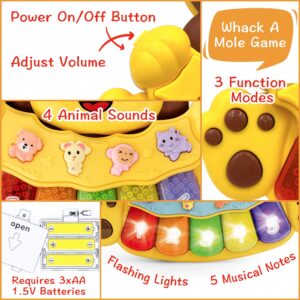 Adorable Lion Baby Piano Toy - 5 Different Numbered and Colored Light Up Key - Touch and Teach Baby Musical Toy w/ 3 Play Modes - Interactive Toy for Babies 12 Months & Up