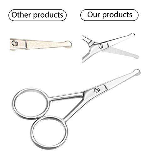 3 Pieces Nose Hair Scissors Rounded Tip Scissors Facial Hair Scissors Stainless Steel Blunt Tip Scissor for Eyebrows, Nose, Moustache, Beard, Grooming (Silver)