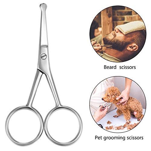 3 Pieces Nose Hair Scissors Rounded Tip Scissors Facial Hair Scissors Stainless Steel Blunt Tip Scissor for Eyebrows, Nose, Moustache, Beard, Grooming (Silver)